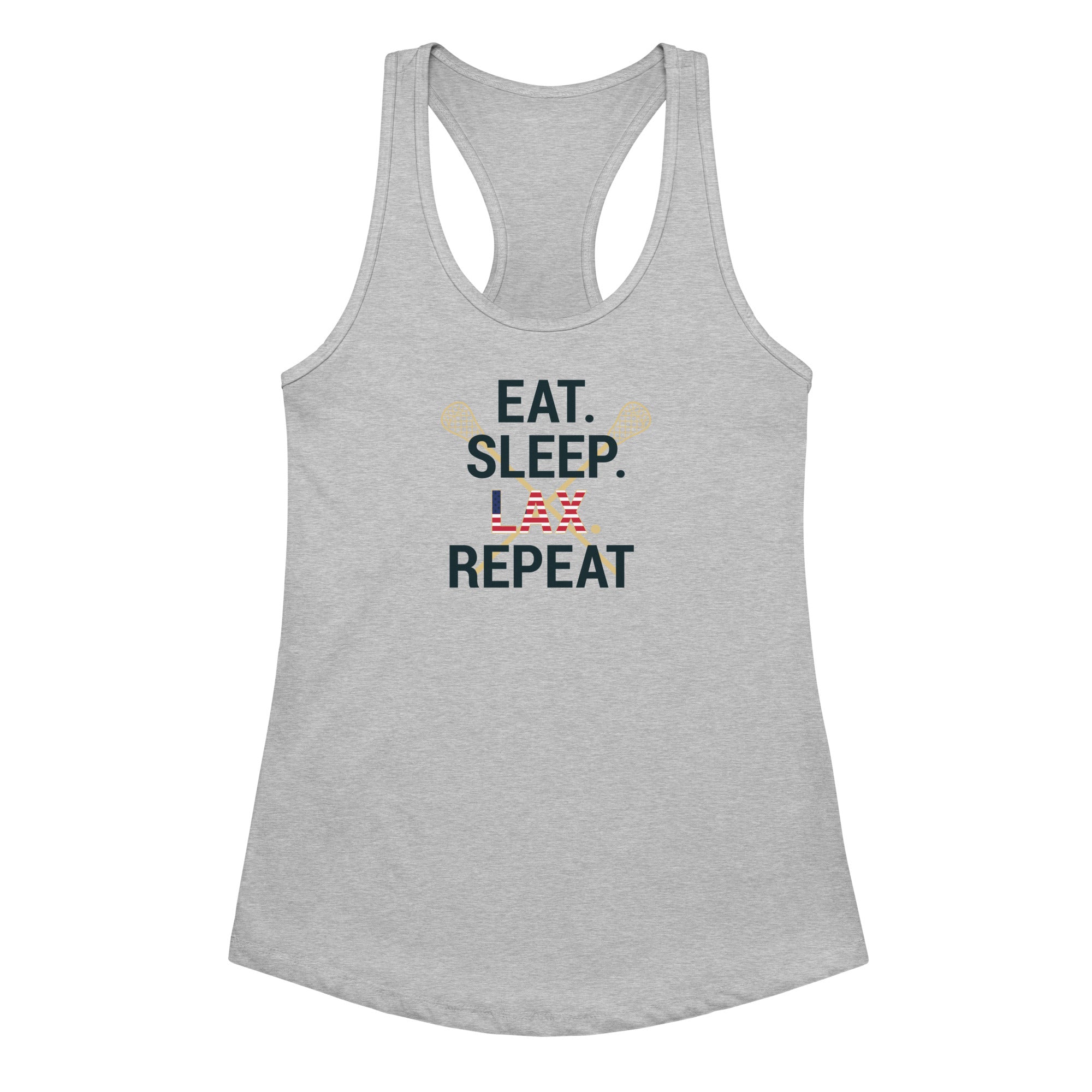 LAX Broettes Eat Sleep LAX Repeat Racerback Tank - USA Flag Version ...